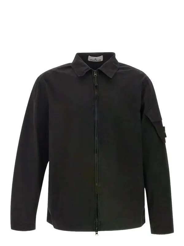 Stone Island Logo-patch Zip-up Jacket - Black