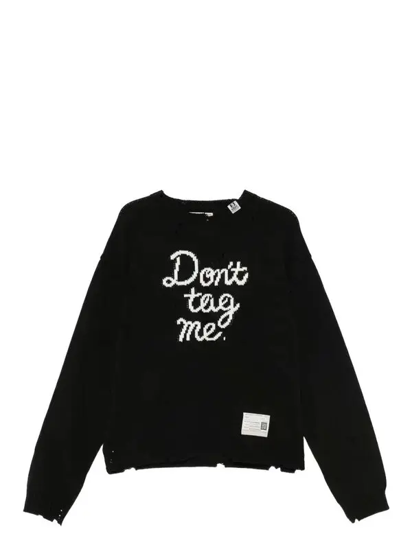Mihara Yasuhiro Jacquard Distressed Knitted Pullover - Black