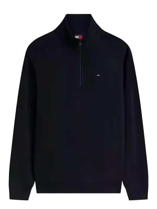 Tommy Hilfiger Quarter-zip Logo-embroidered Sweater - Black