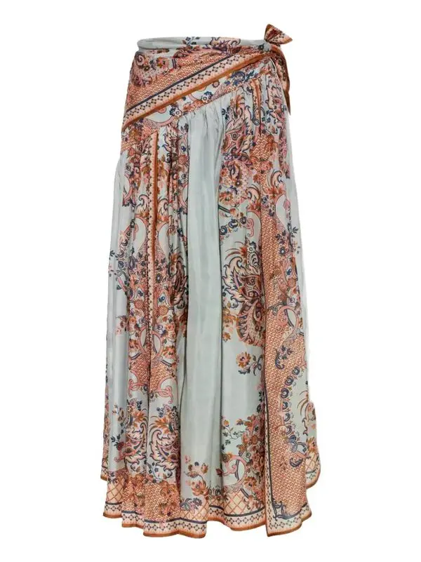 Zimmermann Aster Scarf Midi Skirt - Grey