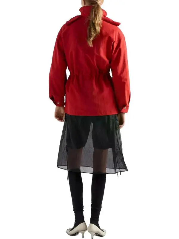 Prada Technical Fabric Parka With Shearling Trim - Red