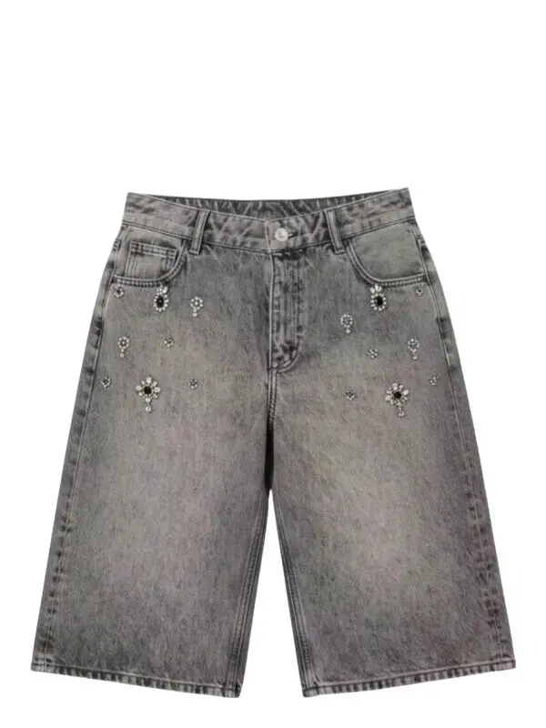 Liu Jo Crystal-embellished Denim Shorts - Grey