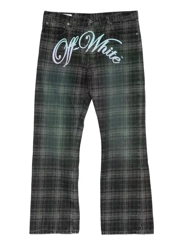 Off-White Check Jaquarded Straight Jeans - Black