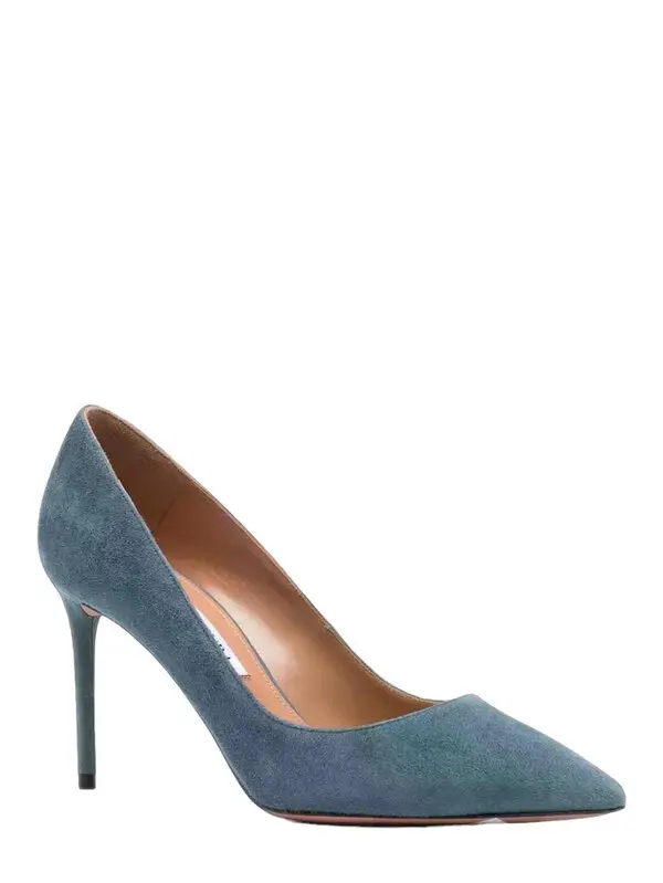 AQUAZZURA Purist Point-toe Suede Heeled Pumps - Blue