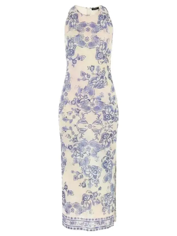 Liu Jo Foulard-print Lurex-knit Dress - Neutrals