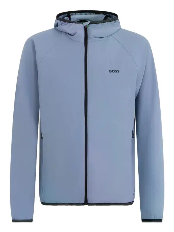 BOSS Logo-print Hooded Jacket - Blue
