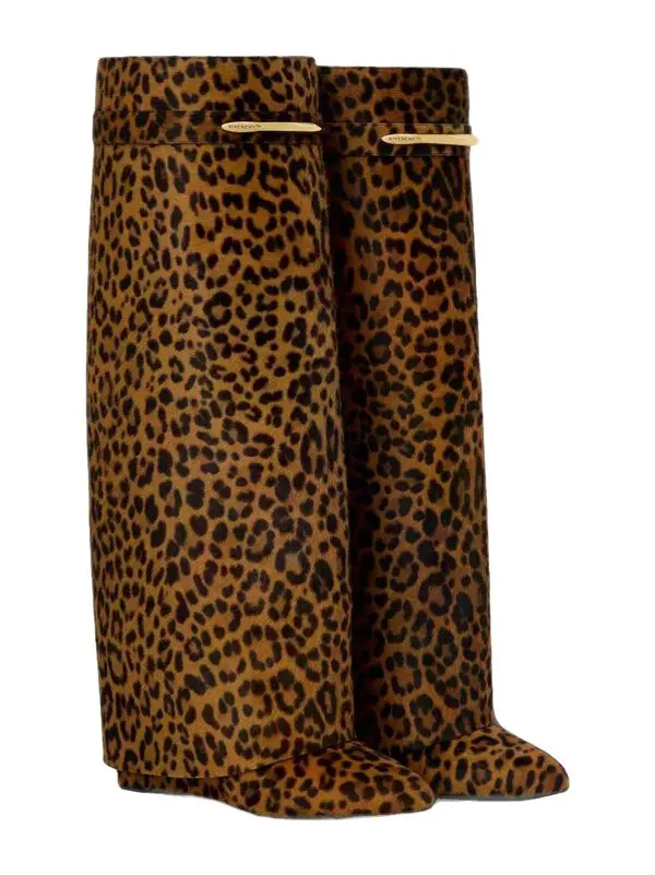 Givenchy Shark Pinch Boots In Leopard Pony-effect Leather - Brown
