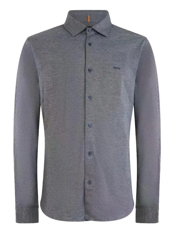 BOSS Logo-embroidered Long-sleeve Shirt - Grey