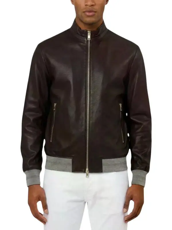 Liu Jo Perforated-leather Bomber Jacket - Brown