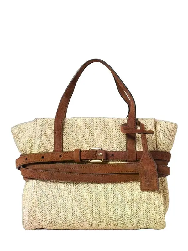Moschino Woven-design Buckle-detail Shoulder Bag - Neutrals