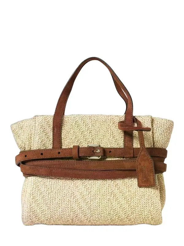 Moschino Woven Design Buckle-detail Shoulder Bag - Neutrals