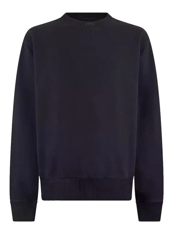 BOSS Logo-embroidered Ribbed-trim Sweater - Black