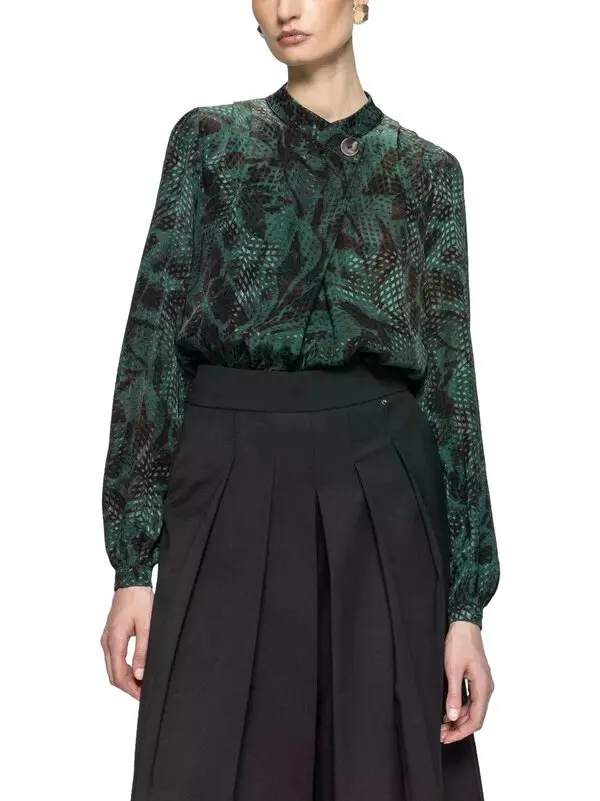NISSA Floral-print Viscose Top - Green