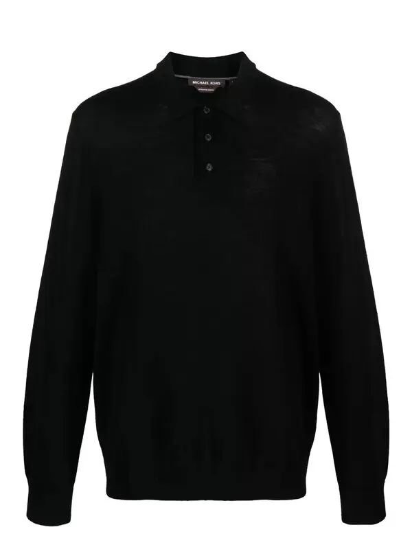 Michael Kors Long-sleeve Polo Shirt - Black