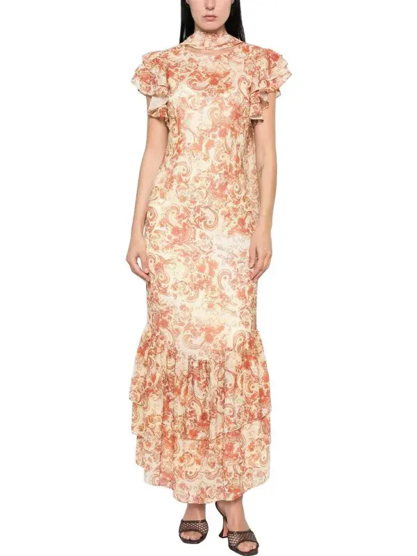 DE LA VALI Avalon Paisley-print Ruffled Maxi Dress - Yellow
