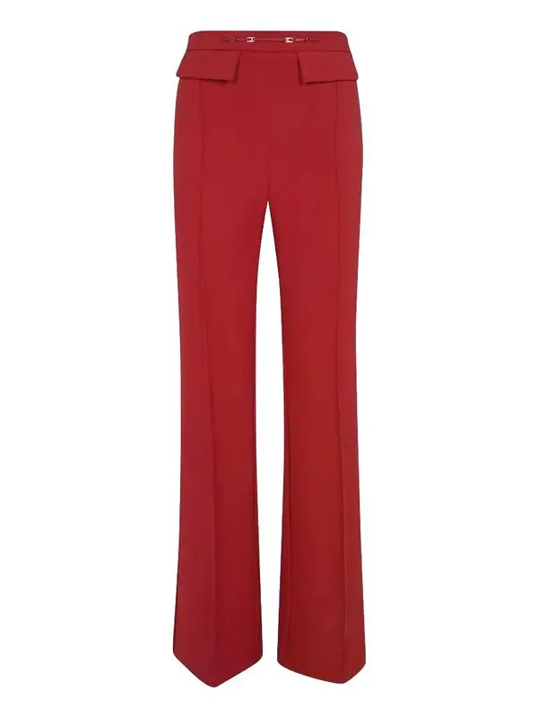 Elisabetta Franchi Buckle-detail Flap-pocket Trousers - Red