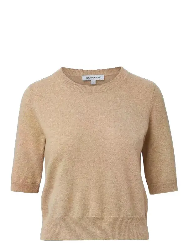 Veronica Beard Shana Short-sleeve Sweater - Neutrals