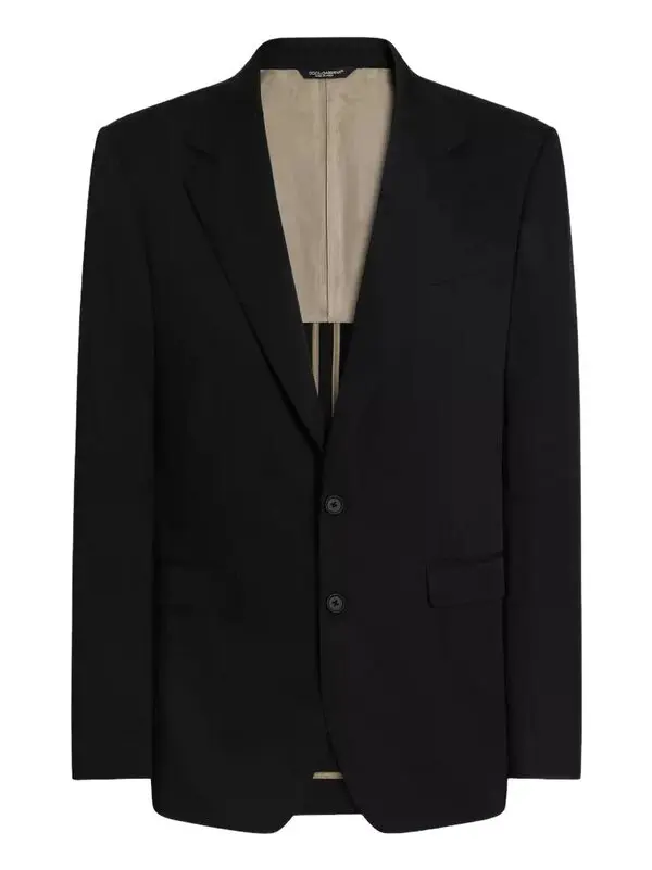 Dolce & Gabbana Taormina Single-breasted Jacket In Technical Wool - Black