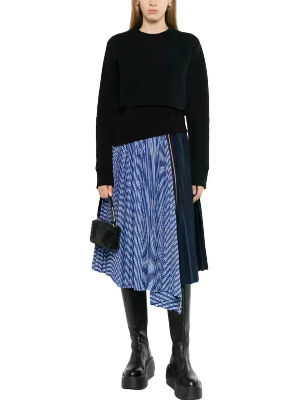 Sacai Layered-design Crew-neck Sweater - Blue