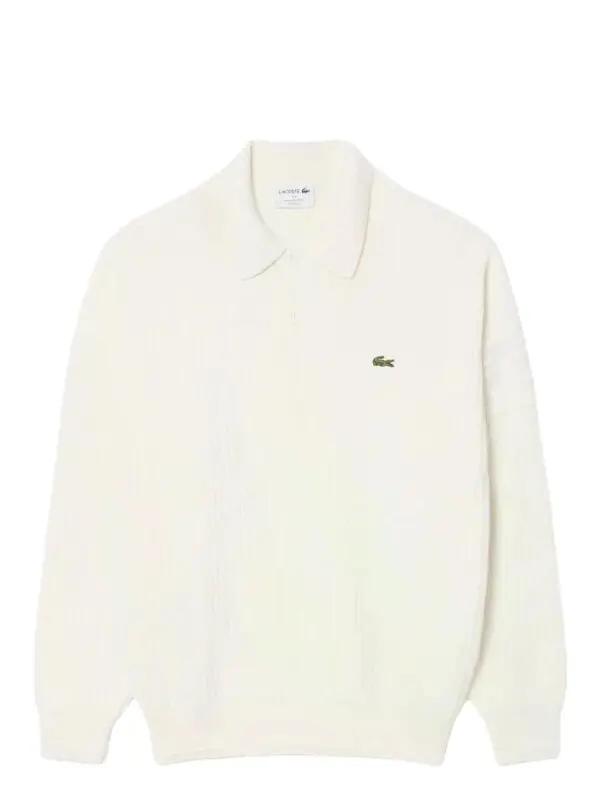 Lacoste Ribbed-knit Polo Sweater - Neutrals