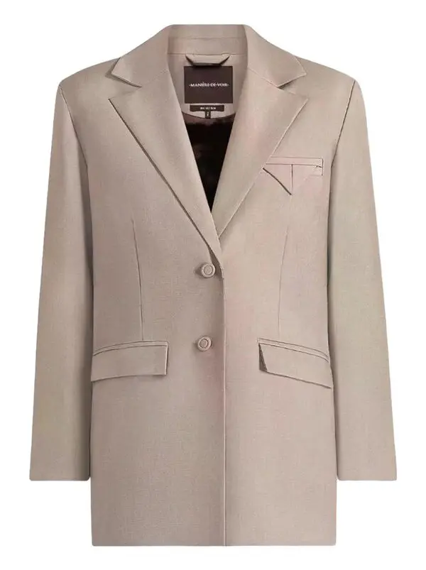 Manière De Voir Elena In Taupe Oversized Open Back Tailored Blazer - Neutrals