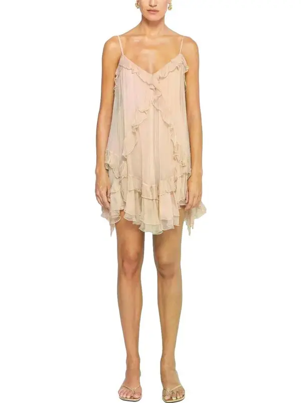 NISSA Open-back Silk Mini Dress - Neutrals