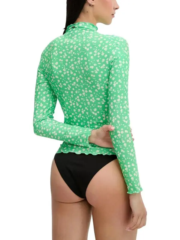 Rip Curl Surf Side Floral-print Rash Guard - Green