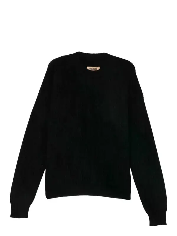 UMA WANG Ribbed-knit Crew-neck Jumper - Black