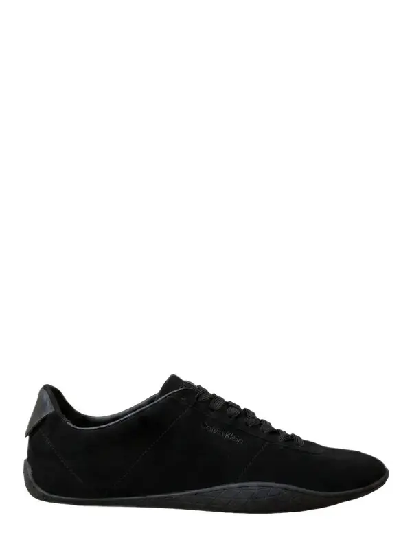 Calvin Klein Calf Suede Logo-print Sneakers - Black