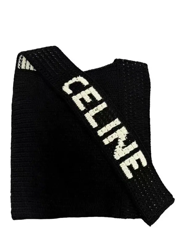Celine 2018-2026 Crocheted Cotton Crossbody Bag - Black