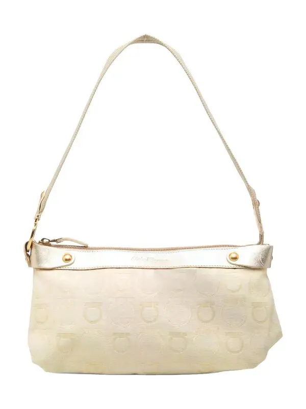 FERRAGAMO 2010-2026 Gancini Canvas Shoulder Bag - Neutrals
