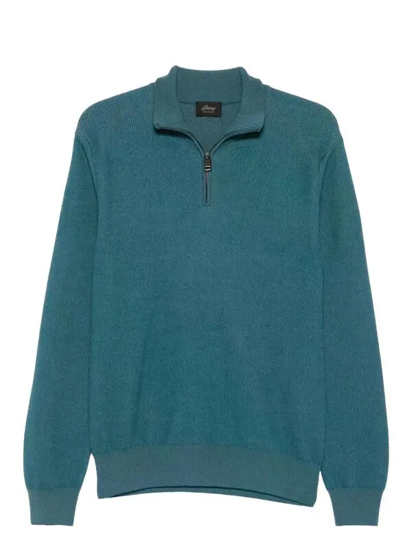Brioni Half-zip Long-sleeve Sweater - Blue