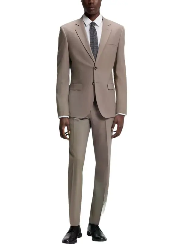 Hugo Two-piece Extra-slim-fit Suit In Wool-blend Poplin - Neutrals