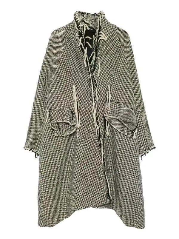 RUNDHOLZ Check Frayed-edge Coat - Black