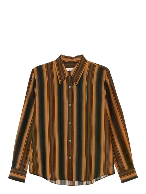 Marni Vertical-stripe Long-sleeve Shirt - Brown