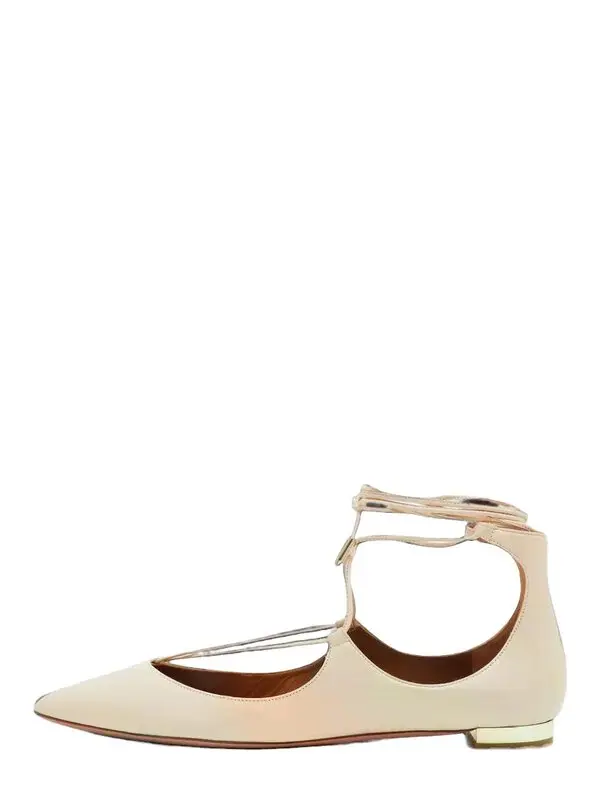 AQUAZZURA Christy Ankle-wrap Ballet Flats - Neutrals