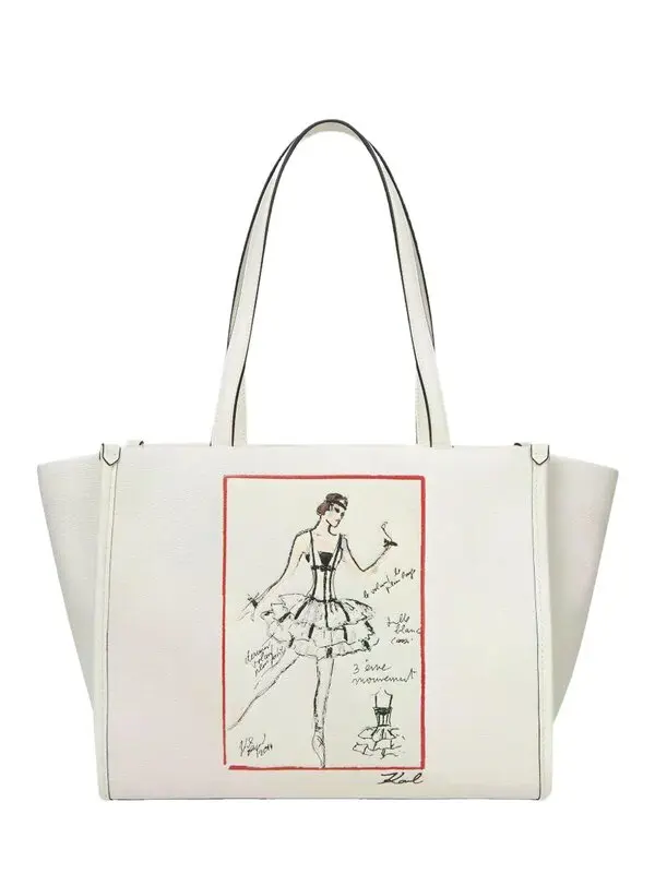 Karl Lagerfeld Ballet Graphic Tote Bag - White