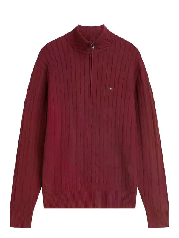 Tommy Hilfiger Cable-knit Quarter-zip Sweater - Red