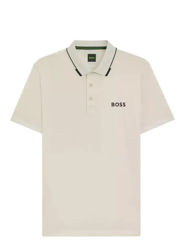 BOSS Logo-print Short-sleeve Polo Shirt - Neutrals