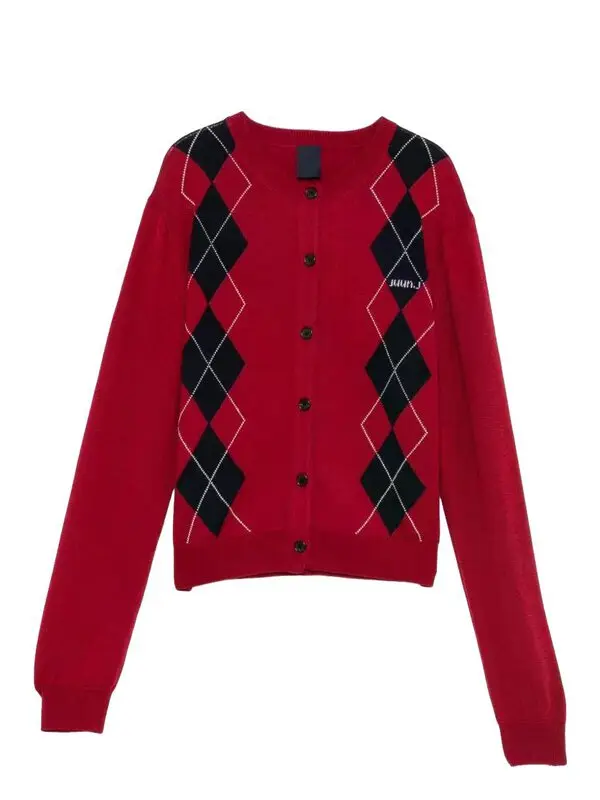 JUUN.J Argyle-pattern Wool Cardigan - Red