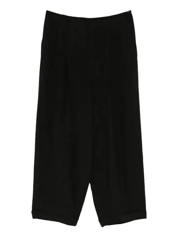 ANN DEMEULEMEESTER Pleated Turn-up Trousers - Black