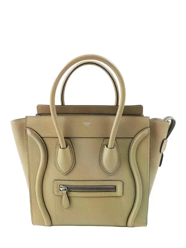 Celine 2022 Micro Drummed Calfskin Luggage Tote Bag - Neutrals