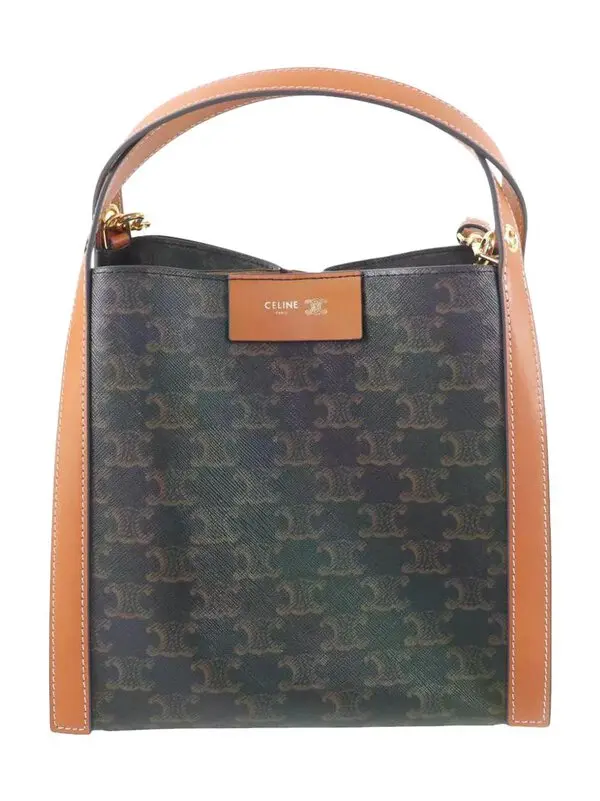 Celine 2025 Small Triomphe Coated Canvas Cube Satchel - Black