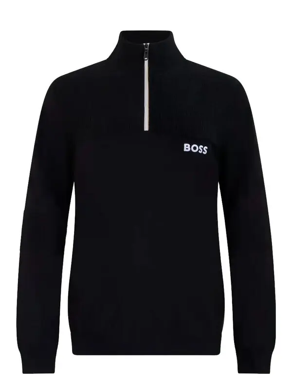 BOSS Quarter-zip Logo-print Sweater - Black