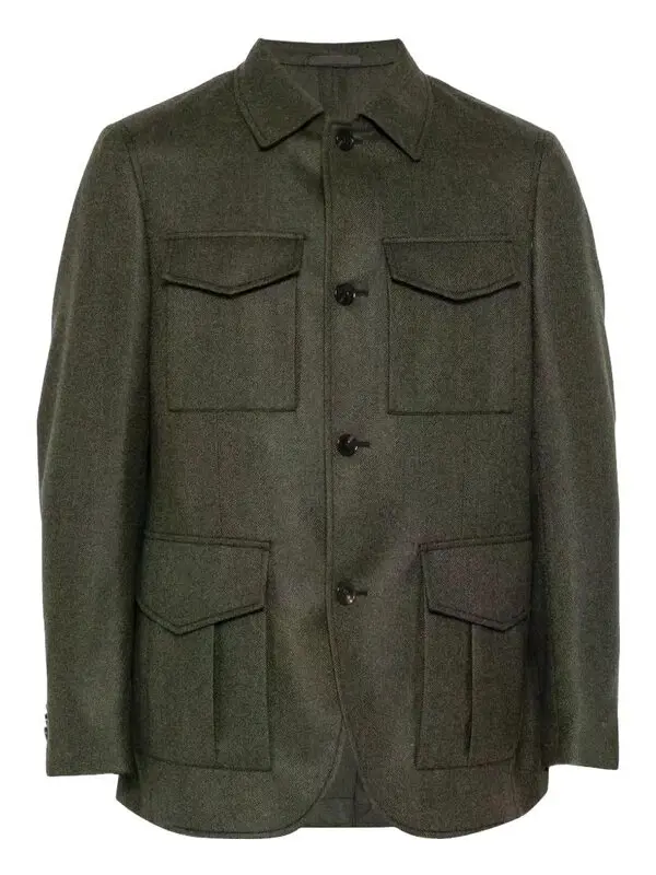 Caruso Flap-pocket Jacket - Green