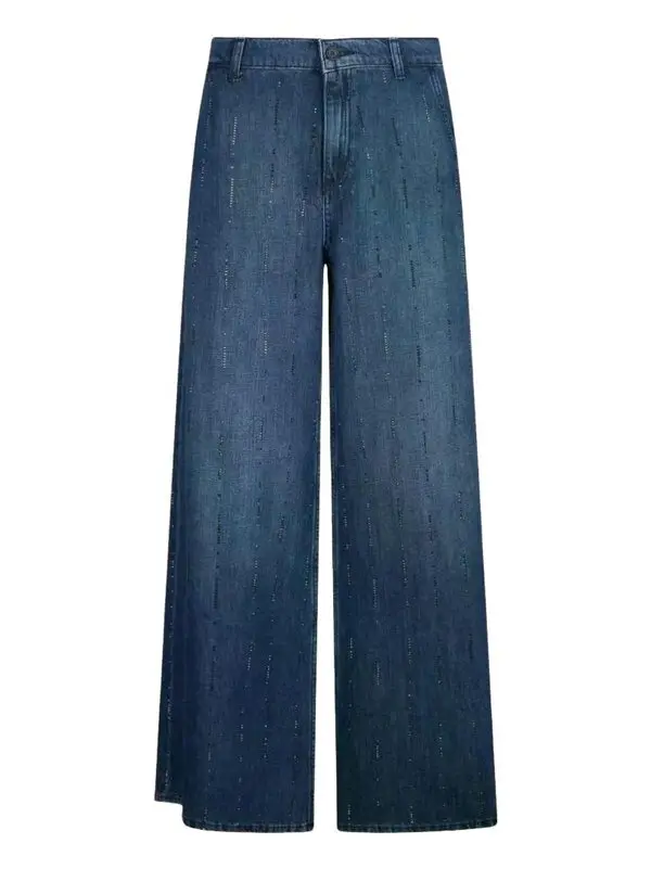 Liu Jo Flared Jeans With Rhinestones - Blue