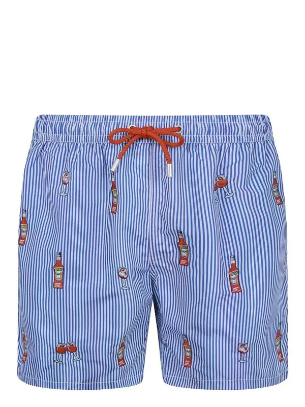 MC2 SAINT BARTH Striped Embroidered Swim Shorts - Blue