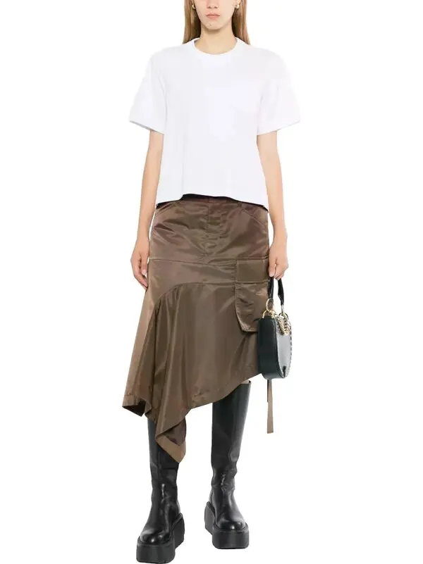 Sacai Cotton Jersey Crewneck T-shirt With Chest Pocket - Brown