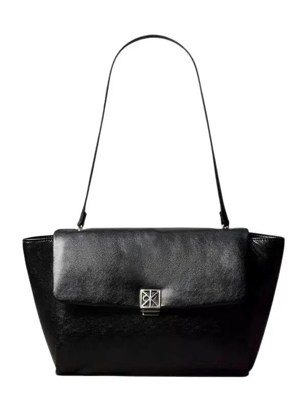Calvin Klein Logo-plaque Foldover Shoulder Bag - Black