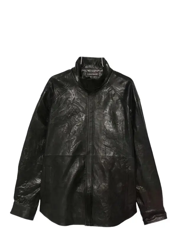 JUUN.J Crinkled Leather Jacket - Black